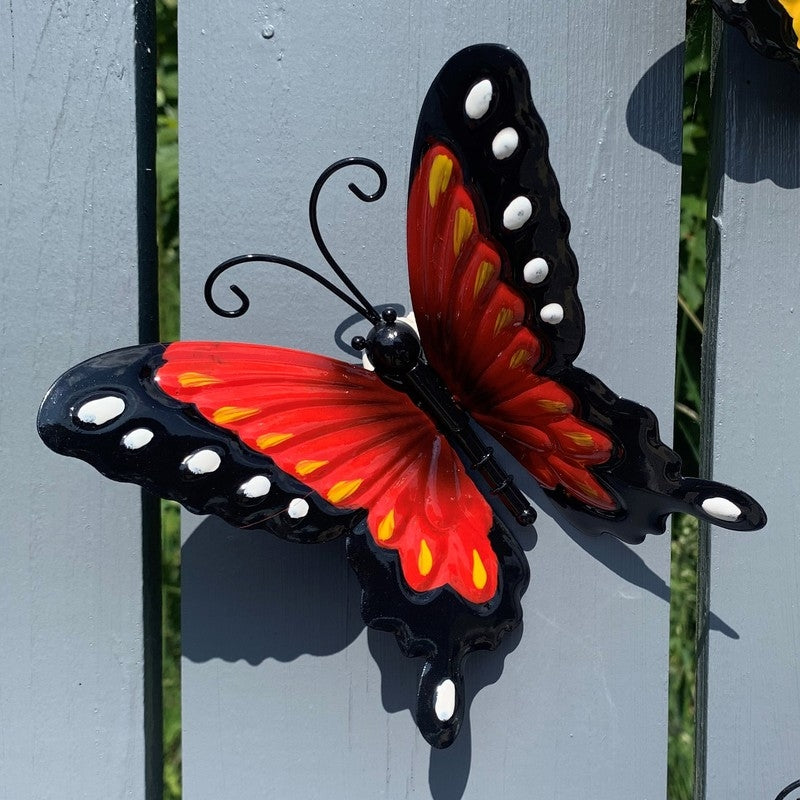 Red Metal Garden Butterfly Wall Art| Butterfly Garden Décor – Maggy Kay ...